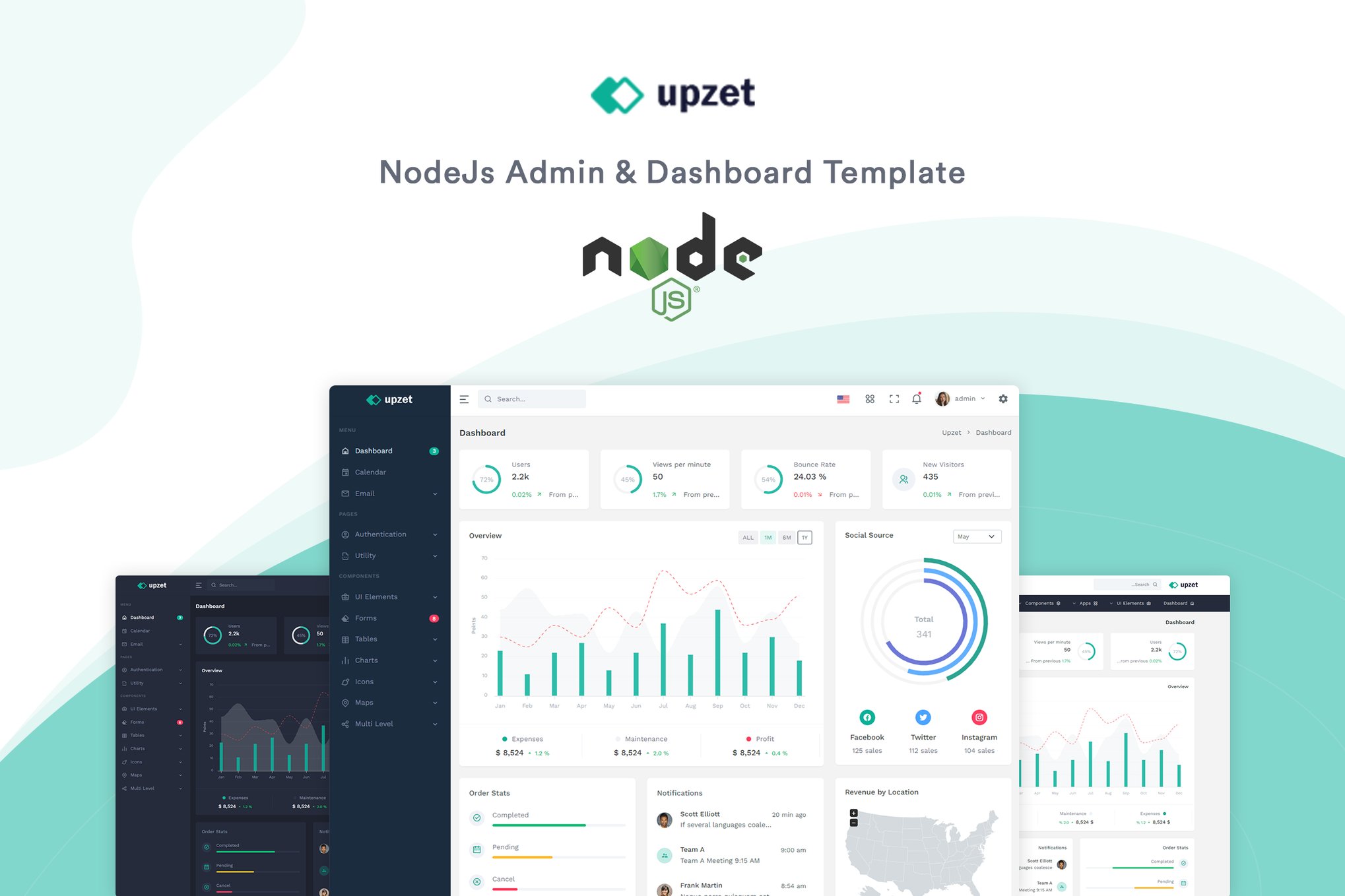 Upzet- NodeJs Admin & Dashboard Template